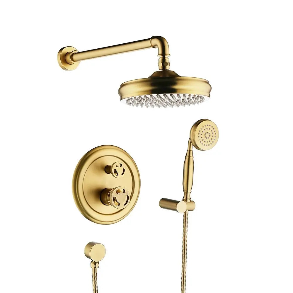 Antique Bathroom Shower Faucet - Concealed Dual Handles Rainfall Shower ...