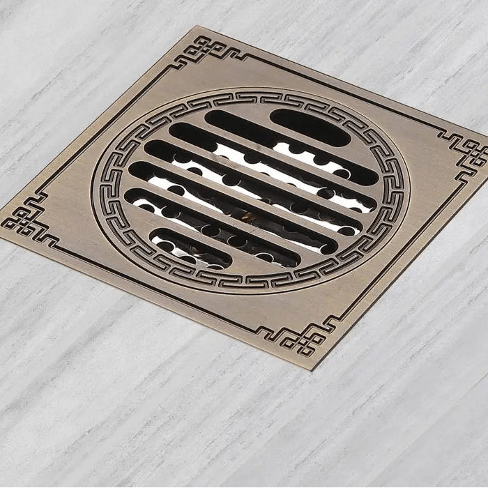 Antique Floor Drain Brass Bathroom Accessory - BathroomLux