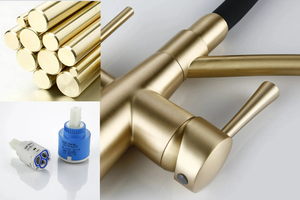 Purification Gold 3-Way Kitchen Mixer Tap Water Filter Sink Faucet